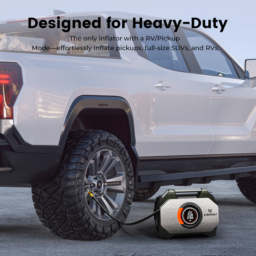 ETENWOLF Vortex S7 Heavy Duty Tire Inflator Air Compressor (38,400 mAh
